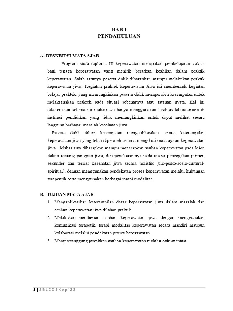 Buku Panduan Kep Jiwa D3 2023 - 2024 Baru-1 | PDF