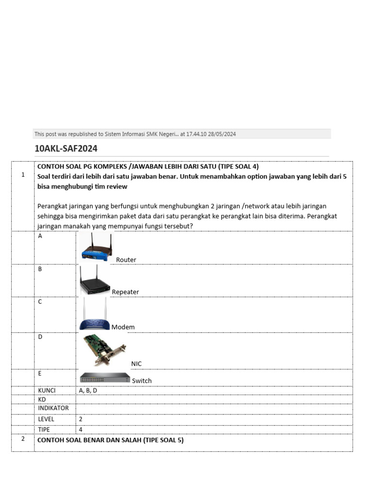 Contoh Soal Saf 2024 | PDF | Komputer