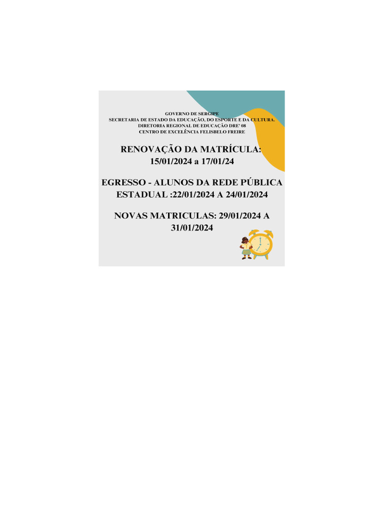 Cards - Prazos de Matrículas | PDF