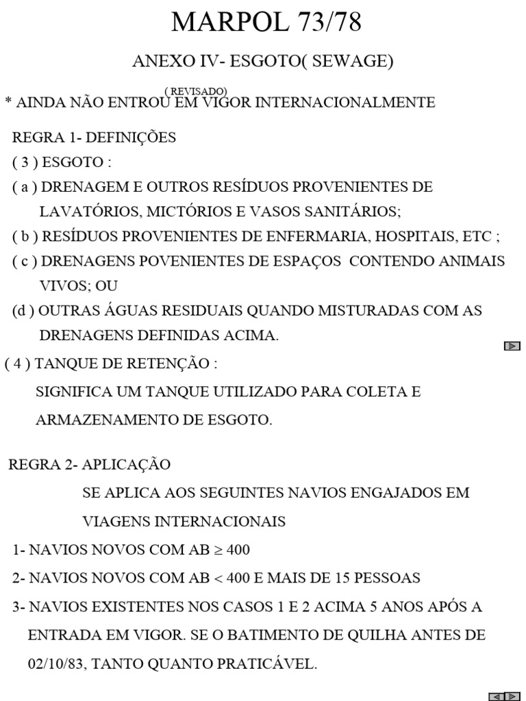 Marpol Anexo IV | PDF | Águas residuais