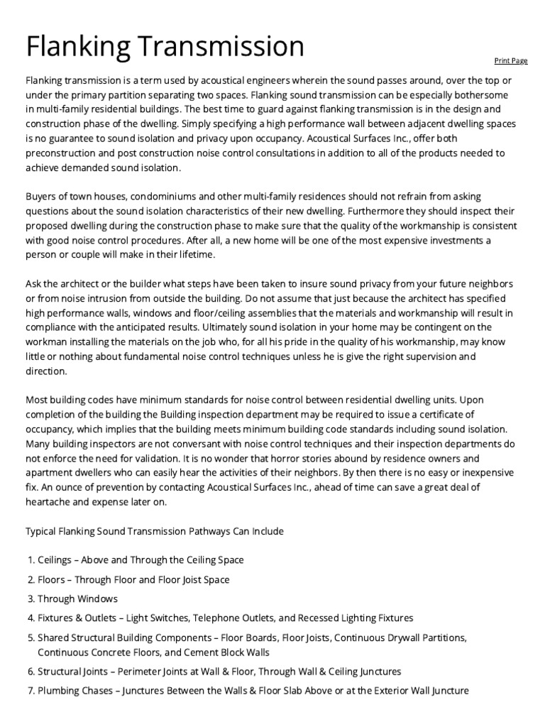 Flanking Sound Transmission Explanation _ Acoustical Surfaces | PDF ...