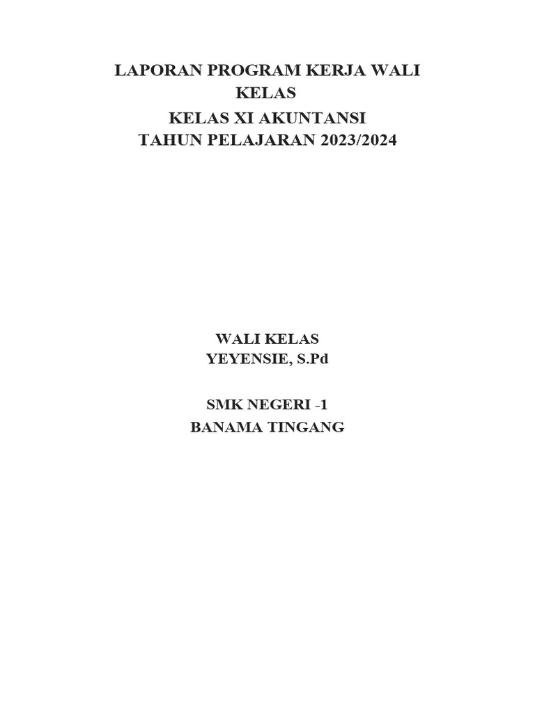 Laporan Wali Kelas SMK Maria | PDF
