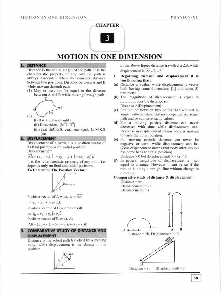 Chap-3 (Motion in One Dimension) Theory | Download Free PDF | Velocity | Speed
