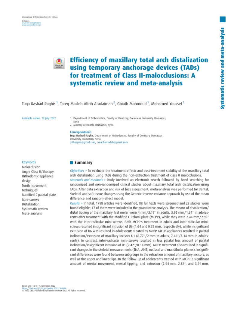 DISTALIZACION EN MAXILAR PARA CORRECCIÓN CLASE II CON ANCLAJE ...