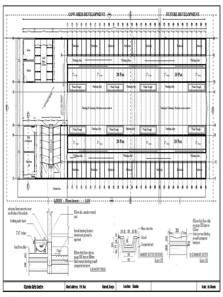 3. Dairy Farm section - Drawings | Download Free PDF | Concrete | Wall