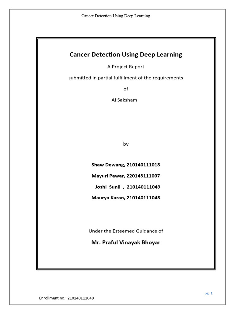 Report On Cancer Detection Using Deep Learning Pdf Deep Learning Brain Tumor