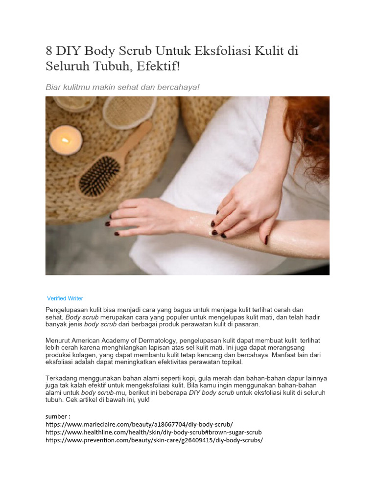 8 DIY Body Scrub Untuk Eksfoliasi Kulit Di Seluruh Tubuh | PDF ...