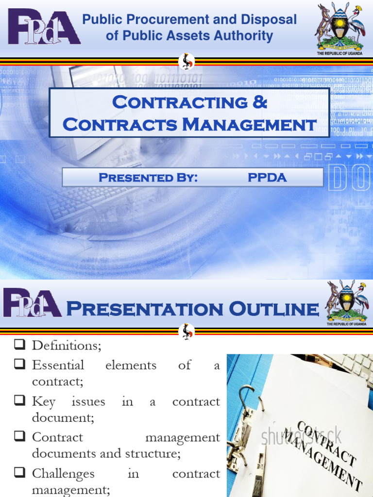 CIV 7203 Chapter 7 - 3 PPDA Contracting and Contracts Management | PDF ...