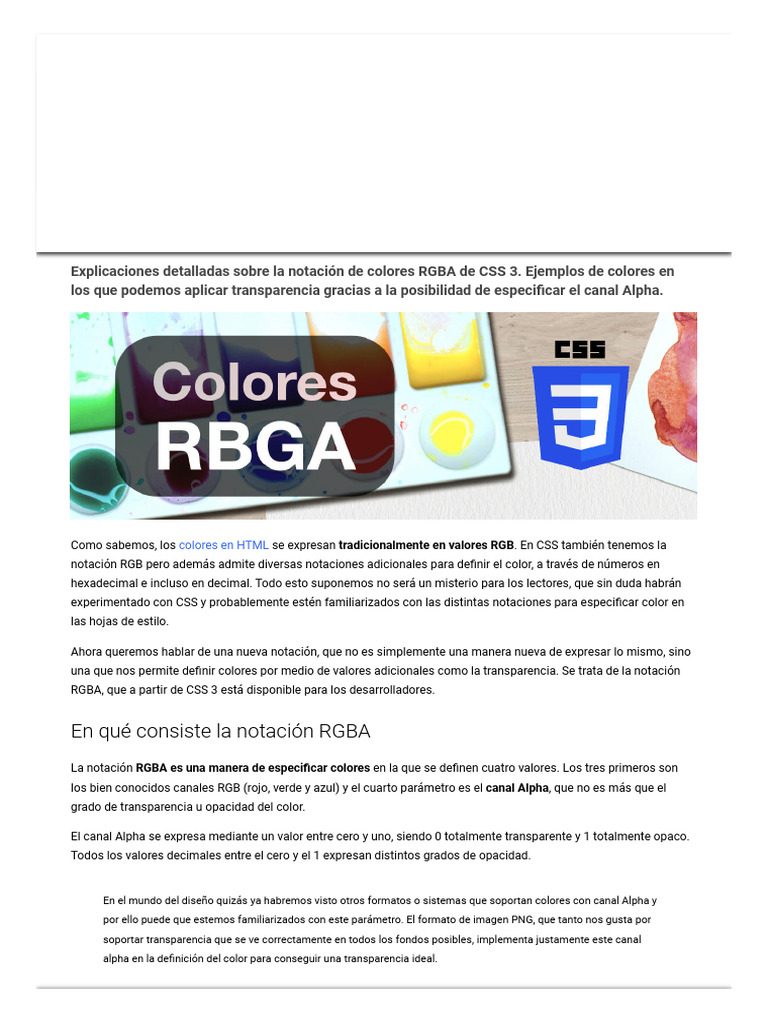 Colores RGBA en CSS 3 | PDF | Color | Modelo de color Rgb