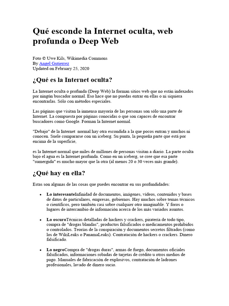 Qué Esconde La Internet Oculta, Web Profunda o Deep Web | PDF | Internet | Red mundial