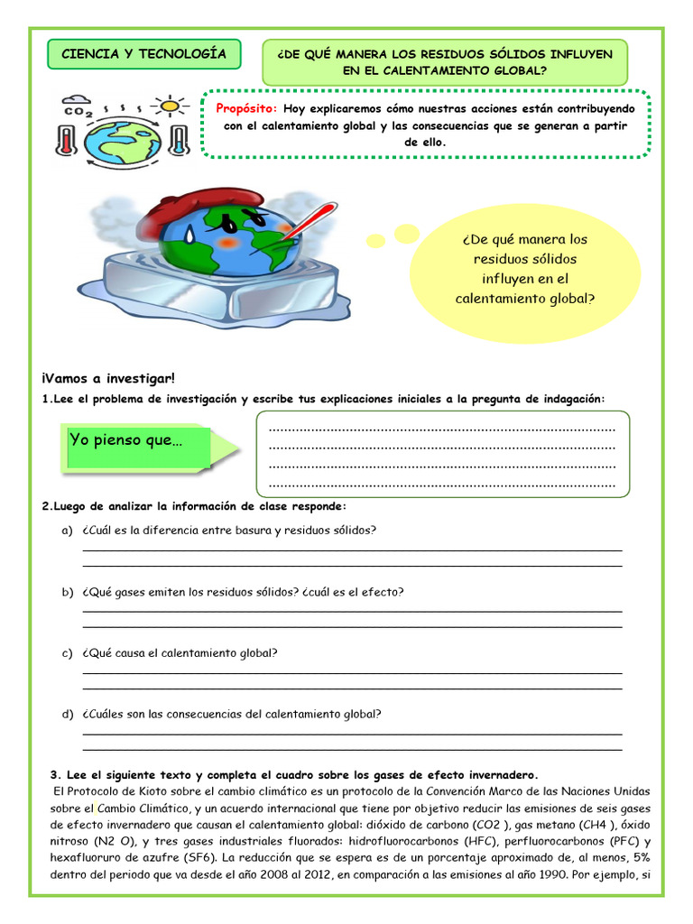 Ficha-Mart-Cyt-¿De Qué Manera Los Residuos Sólidos Influyen en El Calentamiento Global | PDF ...