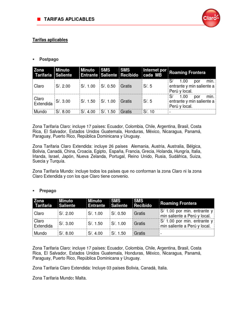 tarifas-aplicables | PDF