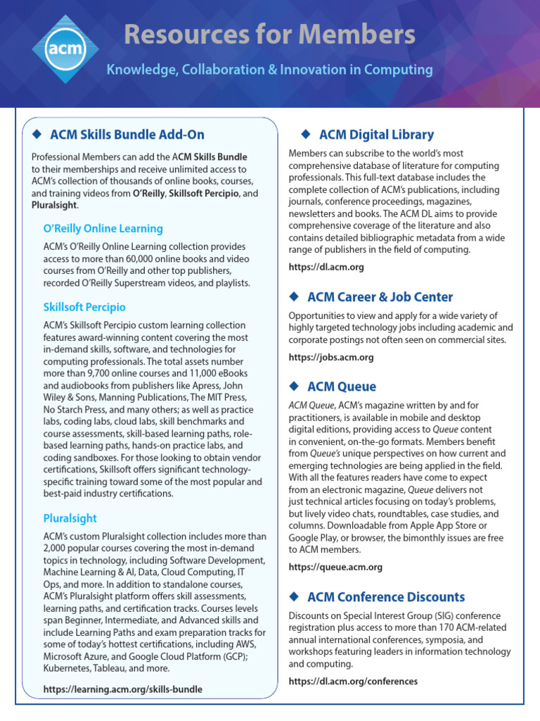 ACM Member Resources Overview | PDF | Association For Computing ...
