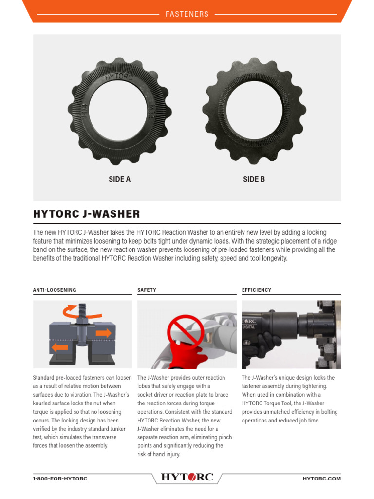 HYTORC J Washer Cut - Sheet | PDF | Washer (Hardware) | Screw