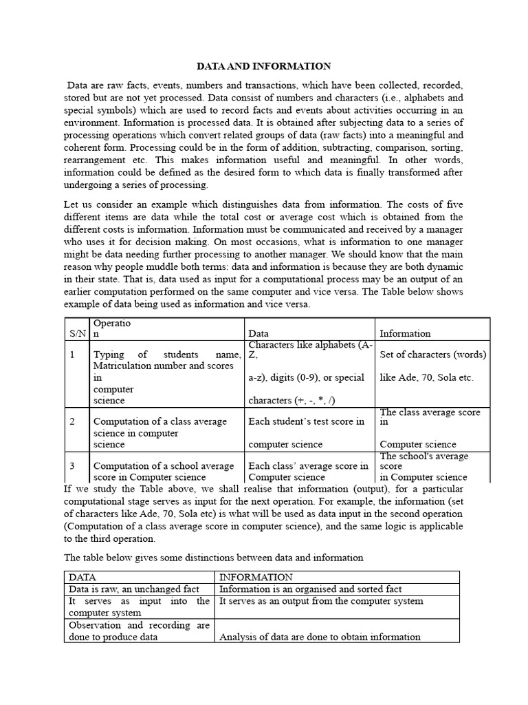 Data and Information | PDF | Databases | Information