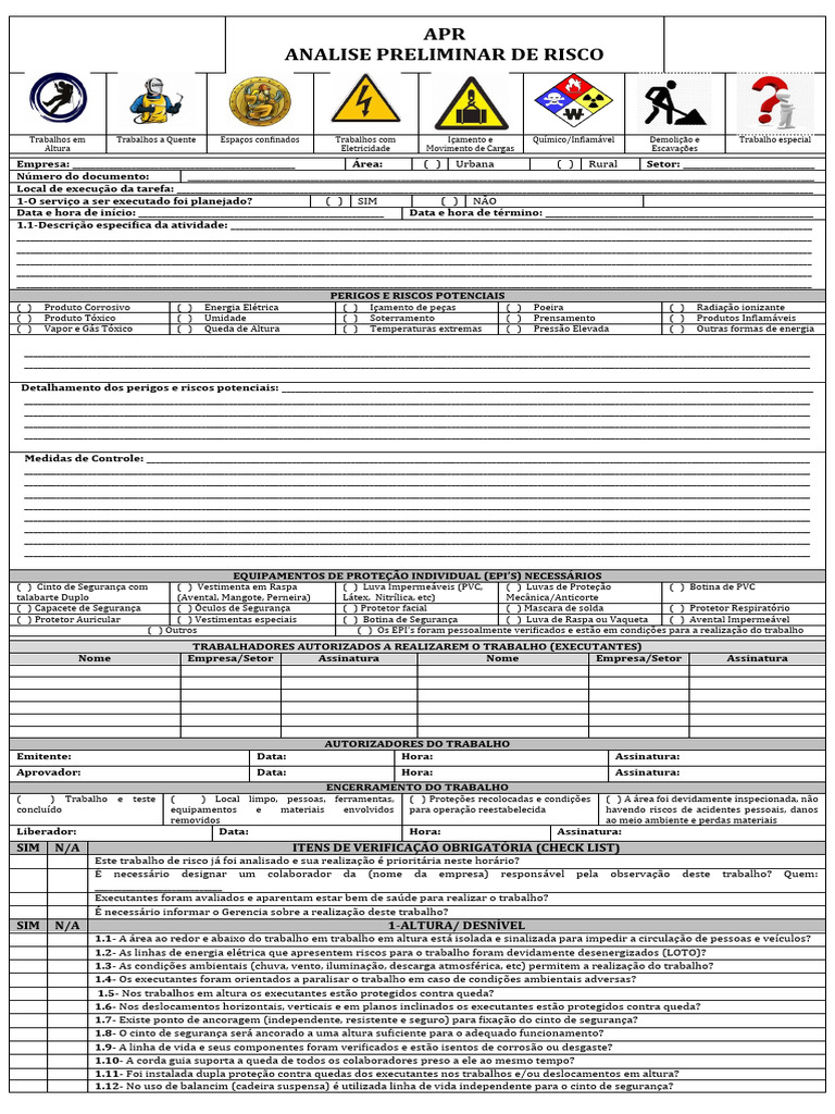 ATR-AUTORIZAÇÃO PARA TRABALHO DE RISCO | PDF