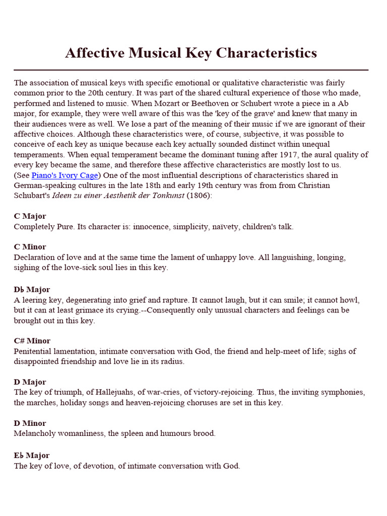 Musical Keys and Their Emotions | PDF | Love | Emotions