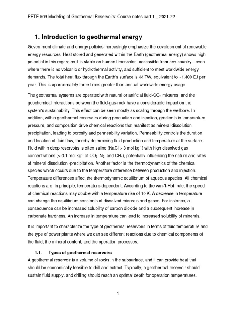 Geothermal Reservoirs: Types & Modeling Insights | PDF | Geothermal ...