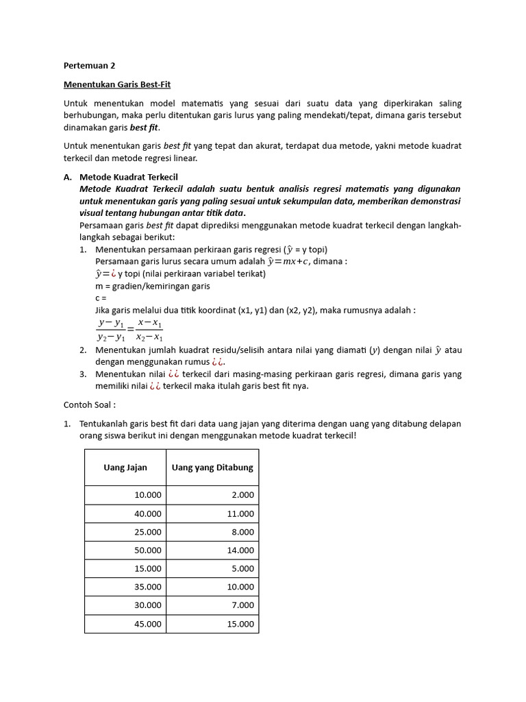 Pertemuan 2 Metode Kuadrat Terkecil | PDF