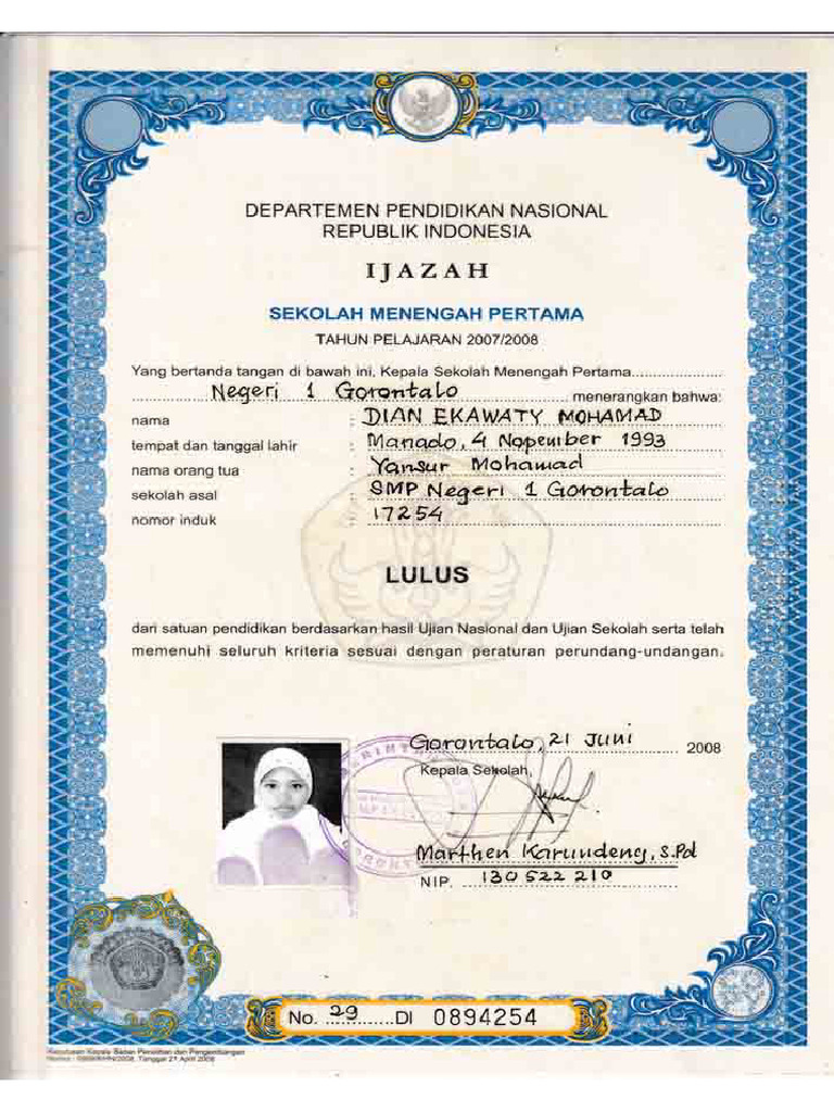 Ijazah SMP | PDF
