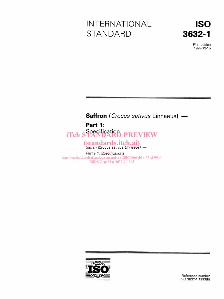 Iso 3632 1 1993 | Download Free PDF | International Organization For Standardization | Plants