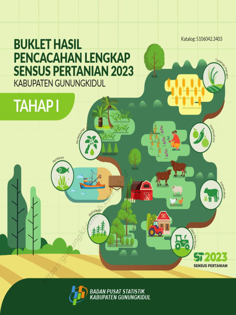 Buklet Hasil Pencacahan Lengkap Sensus Pertanian 2023 Kabupaten Gunungkidul Tahap I | PDF