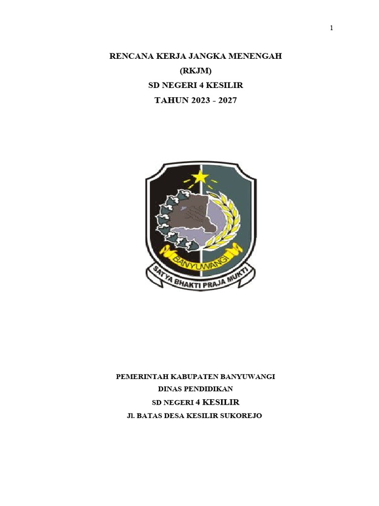 RKJM SD Negeri 4 Kesilir 2023-2027 | PDF | Karier & Perkembangan ...