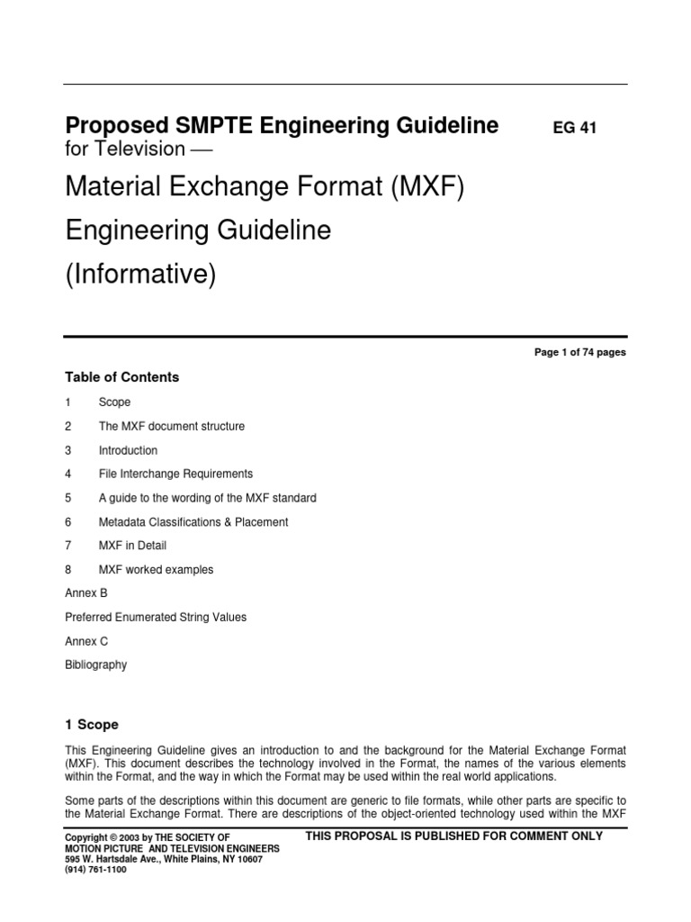 SMPTE EG41 Engineering Guide | PDF | Metadata | Computer File