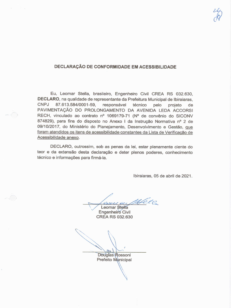 Declaracao de conformidade em acessibilidade | PDF