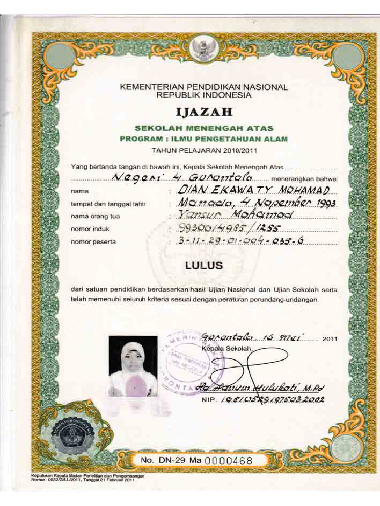 Ijazah SMA | PDF