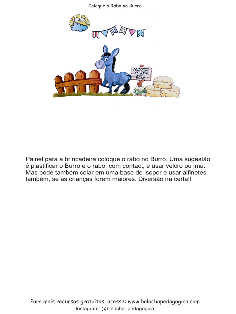 Coloque O Rabo No Burro Bolacha Pedagogica Pdf Direitos Autorais
