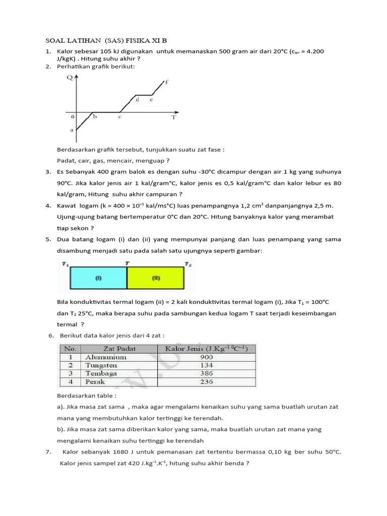 Soal Lat SASFISIKA XI B | PDF | Sains & Matematika | Teknologi & Rekayasa