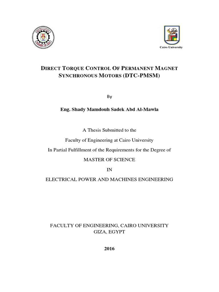 Direct Torque Control of Permanent Magne | PDF | Electric Motor ...