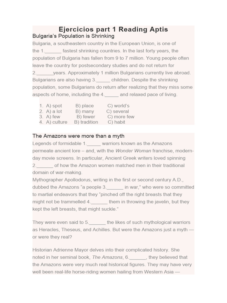 Reading Part 1 | PDF | Amazons