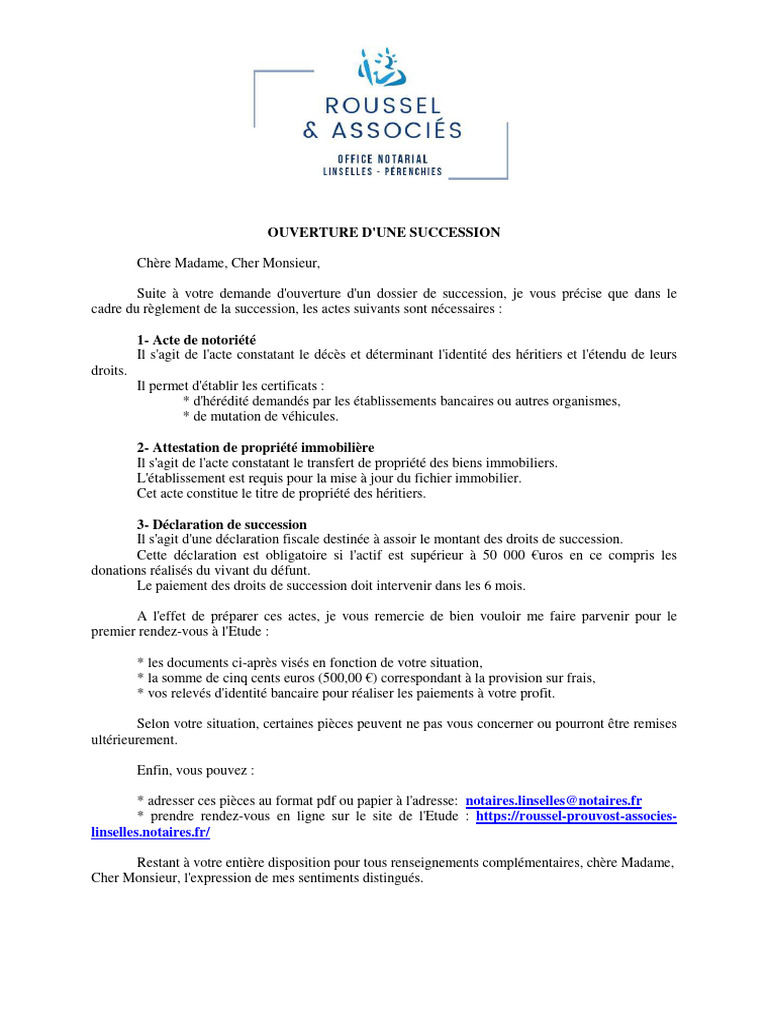 Documents nécessaires pour une succession | PDF | Impôt sur les ...