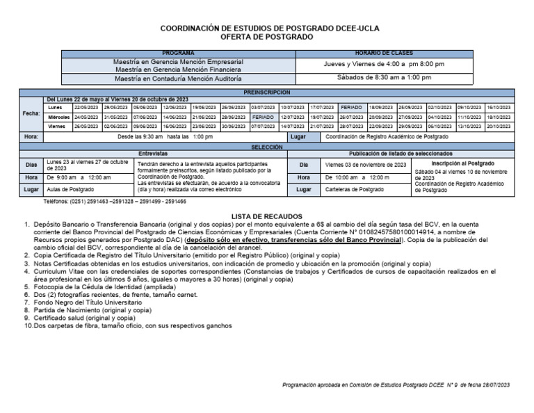 Oferta de Postgrados DCEE-UCLA | PDF