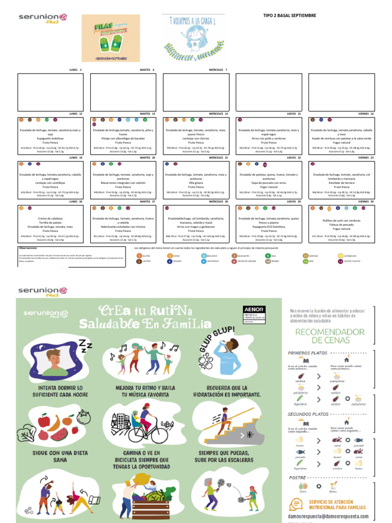 Menu Tipo 2 Septiembre (Empieza El 12).20220909125550 | PDF | ensalada ...