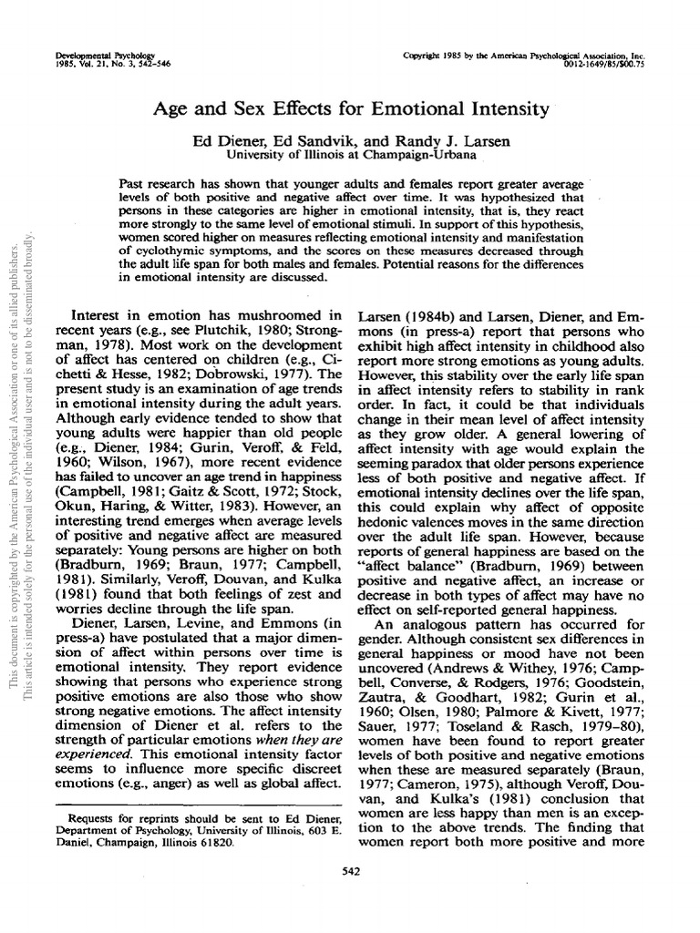 Age and Sex Effects On Emotional Intensity | PDF | Affect (Psychology ...