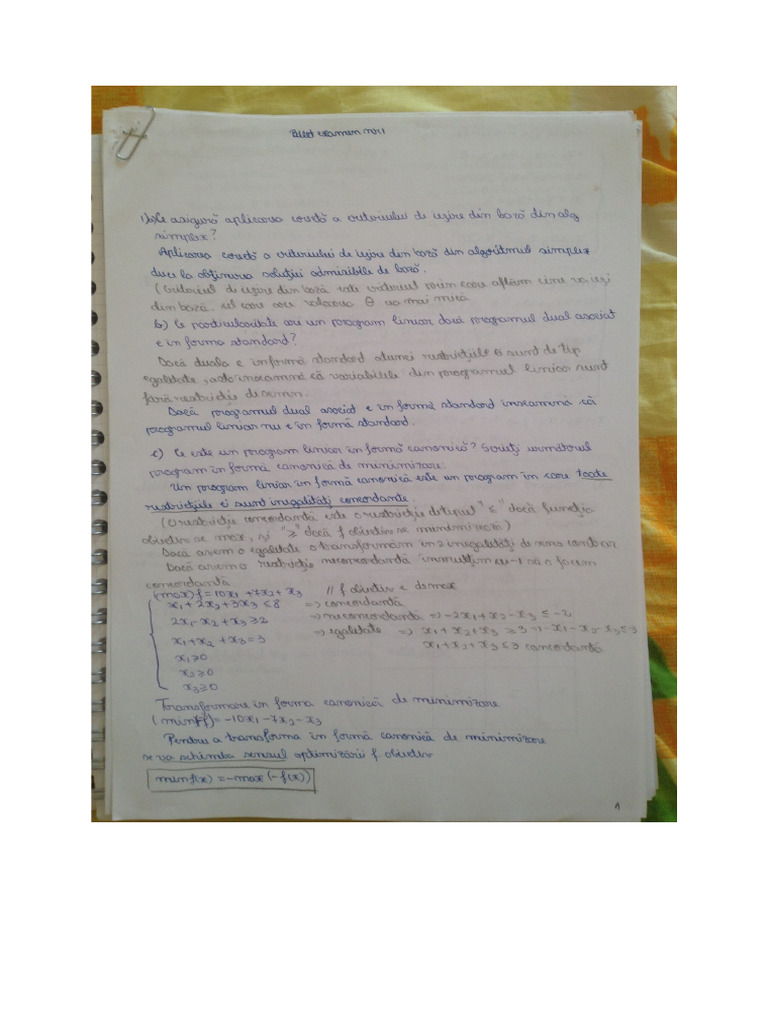 Bazele Cercetarii Operationale Subiecte de Examen Rezolvate PDF Free | PDF