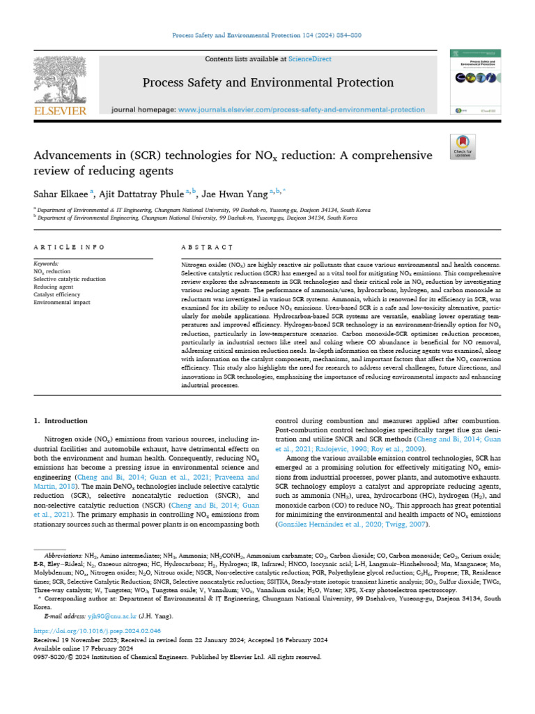 Advancements in (SCR) Technologies For NOx Reduction - A Comprehensive ...