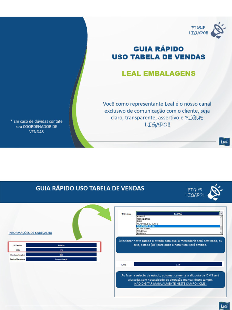 GUIA RÁPIDO USO TABELA DE VENDAS | PDF | Impostos