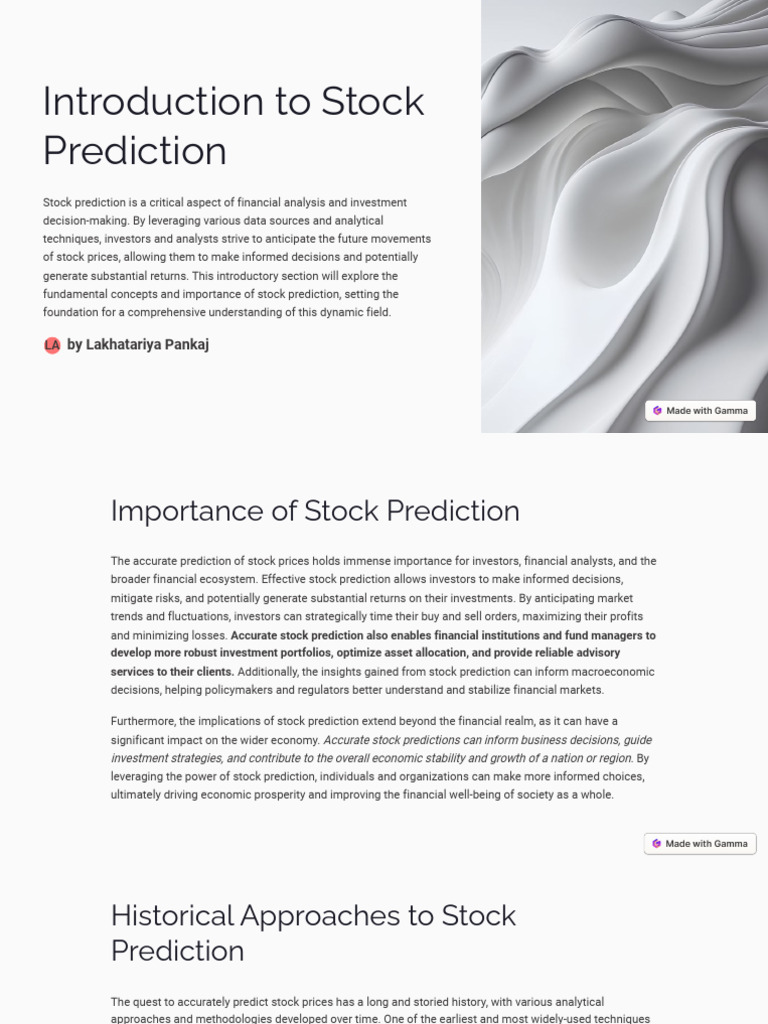 Introduction-to-Stock-Prediction Project | PDF | Technical Analysis ...