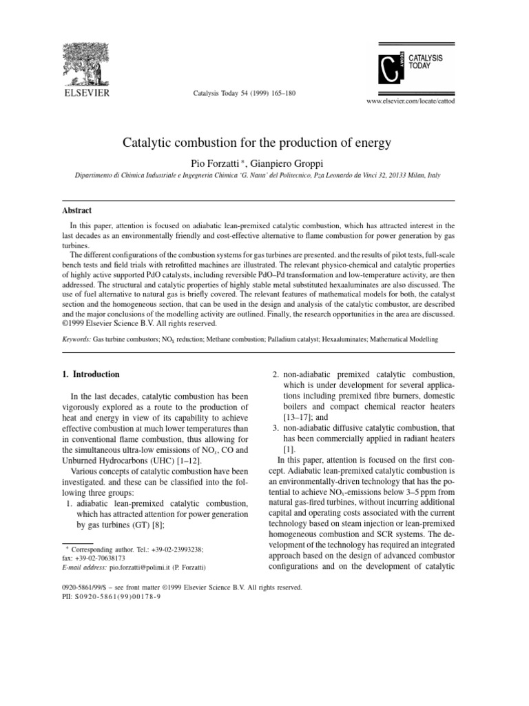 Catalytic Combustion For Energy Production | Download Free PDF ...