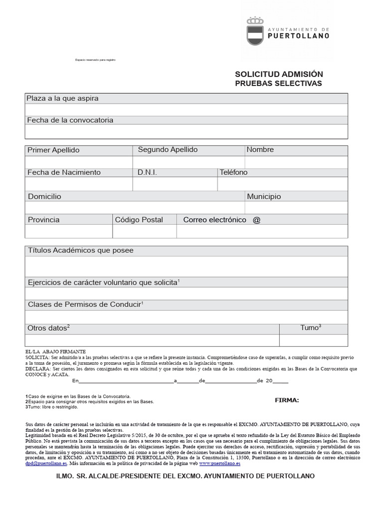 Modelo de Solicitud | PDF | Documento de identidad | Gobierno