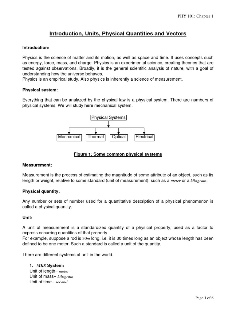 PHY 101 Chapter-1 Vectors | Download Free PDF | Euclidean Vector | International System Of Units
