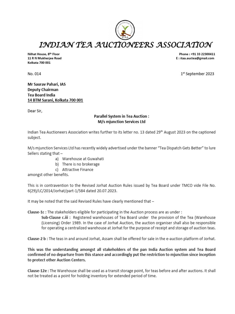Concerns Over Mjunction Tea Auctions | PDF | Auction | Business