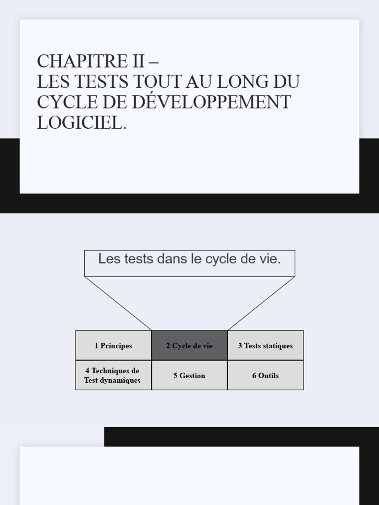 Chapitre II - Tests Tout Au Long Du Cycle de Vie Du Developpement ...