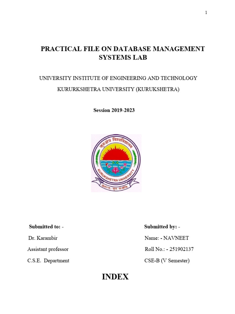 DBMS Practical File | PDF | Relational Database | Sql DBMS Practical File | PDF | Relational Database | Sql
