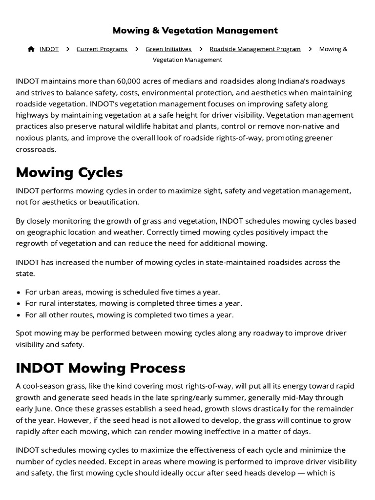 INDOT - Mowing & Vegetation Management | PDF | Herbicide | Invasive Species