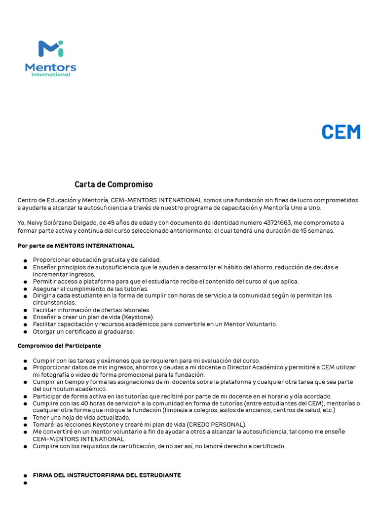Carta de Compromiso Actualizada 2024.docx - 20240509 - 091847 - 0000 | PDF | Crecimiento ...